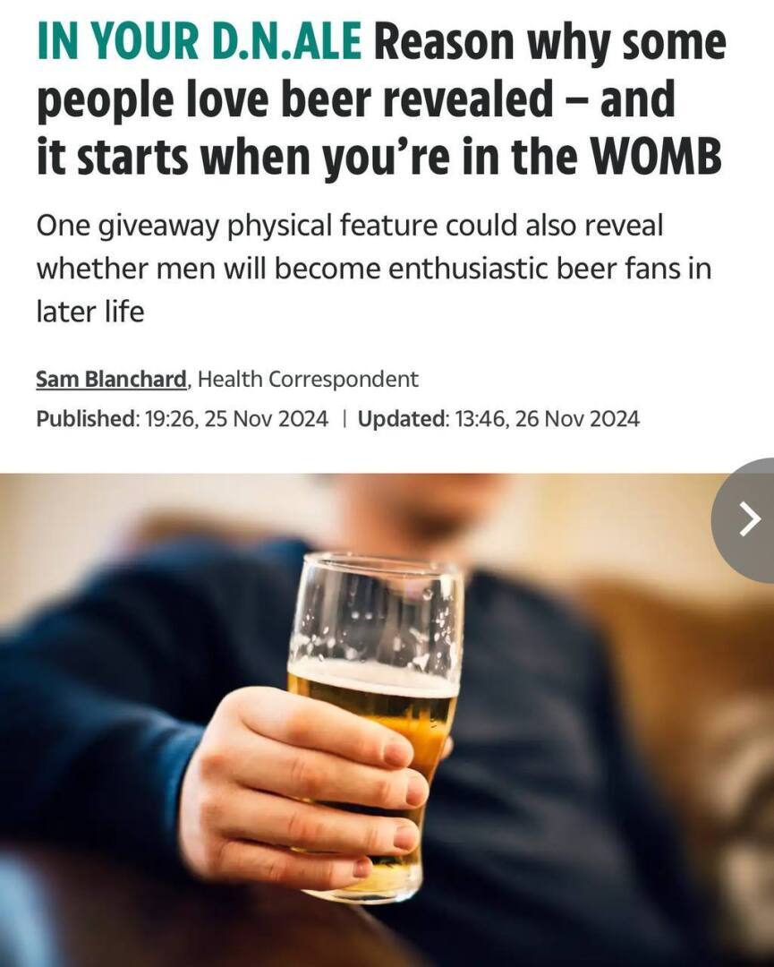 Любовь к пенному у мужчин формируется в утробе матери, — исследование